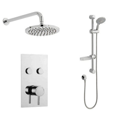 Stratia Twin Round Push Button Thermostatic Shower With Slide Rail Kit ...